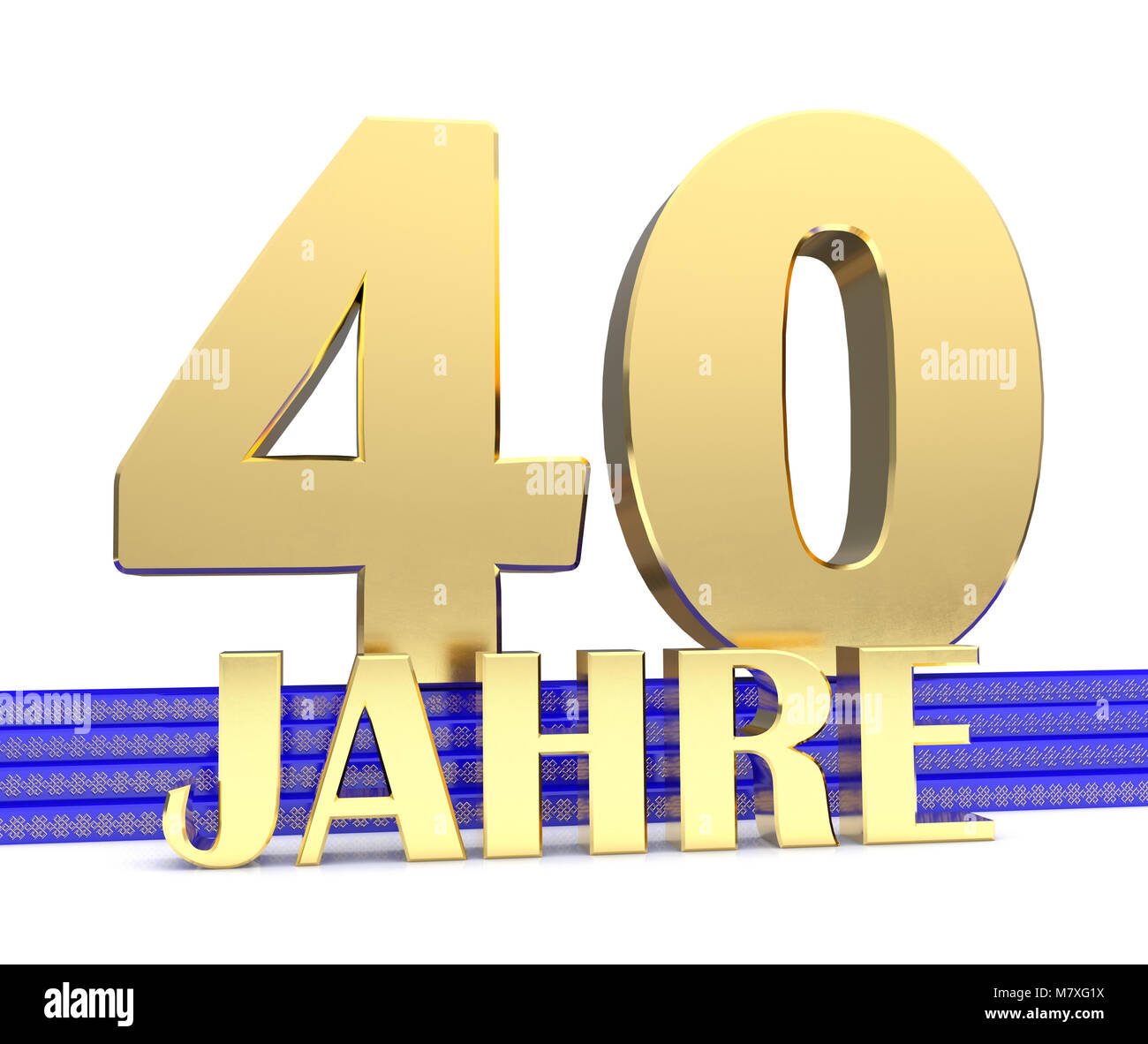 Golden number forty and the inscription years on the blue stairs with ...