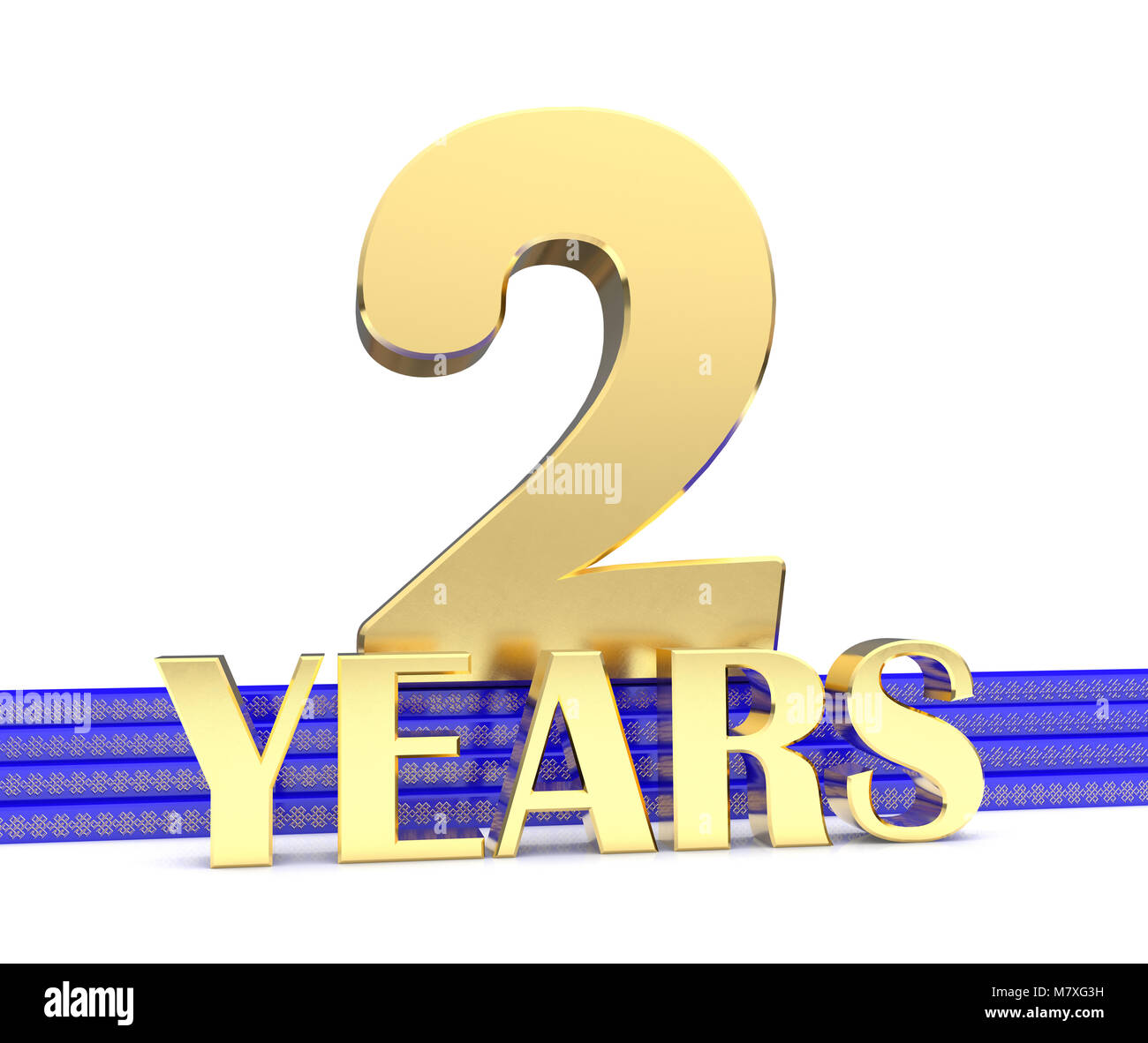 Golden number two and the inscription years on the blue stairs with ...