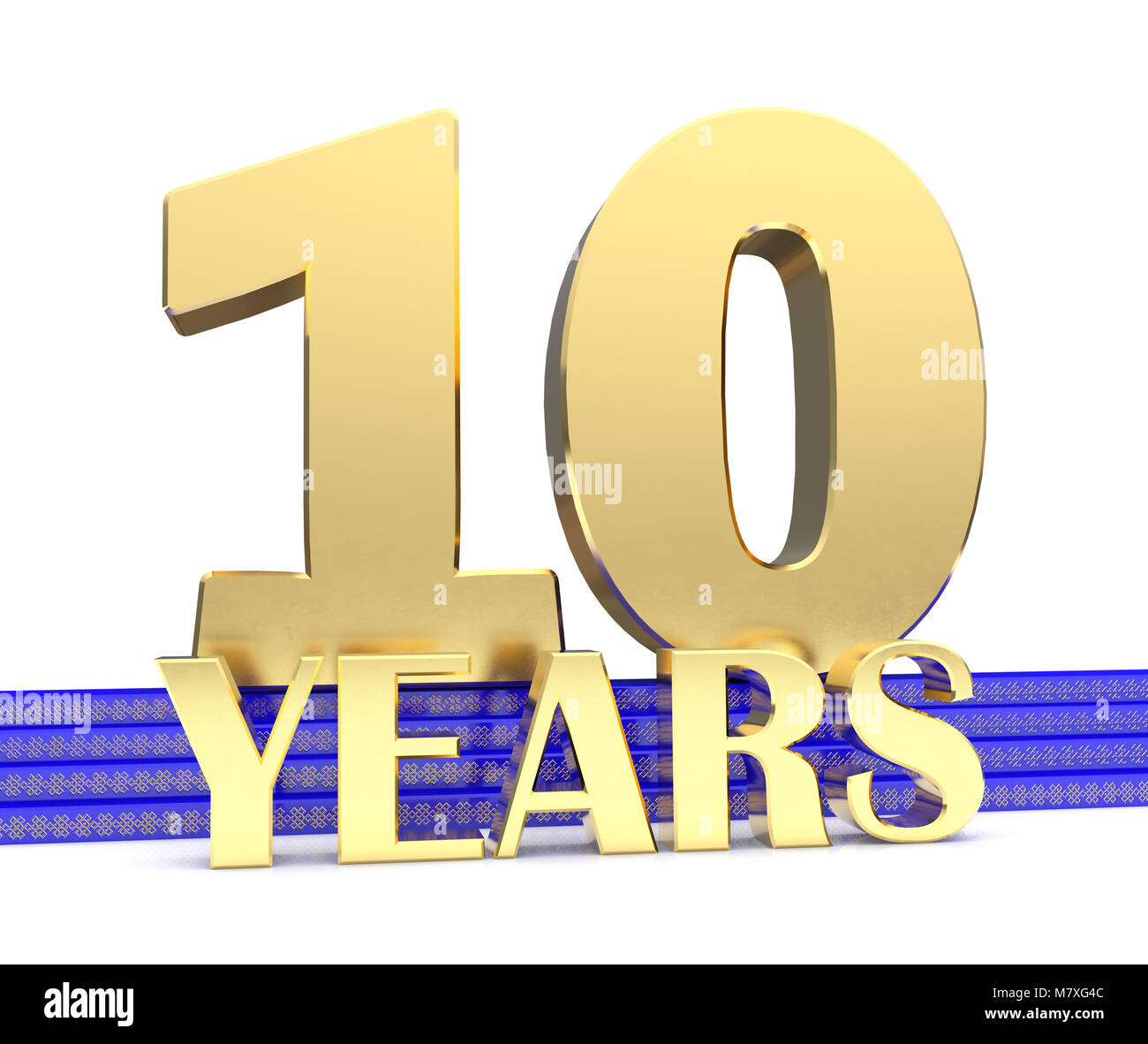 Golden number ten and the inscription years on the blue stairs with ...