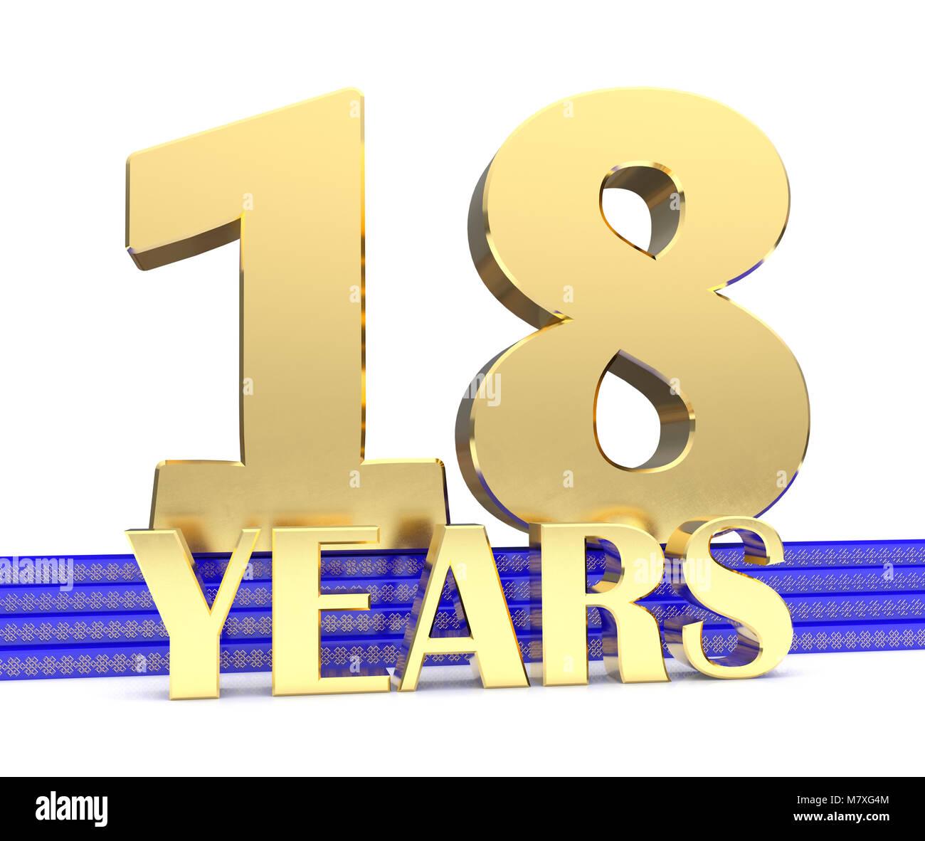 Golden number eighteen and the inscription years on the blue stairs ...