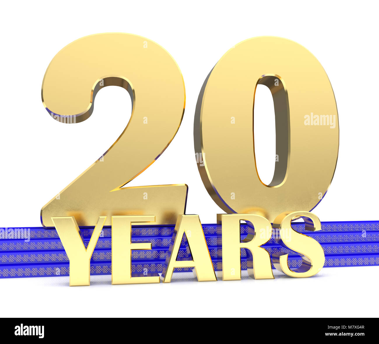 Golden number twenty and the inscription years on the blue stairs with ...