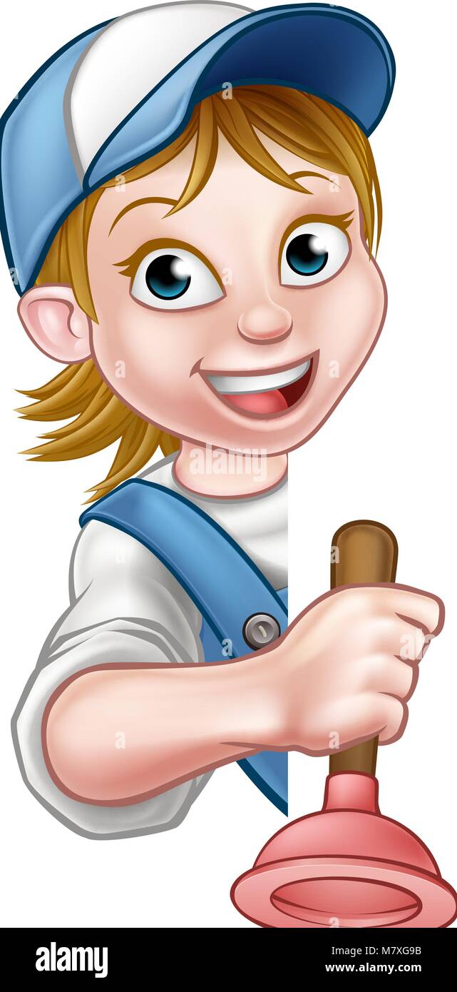 Female plumber cartoon hi-res stock photography and images - Alamy