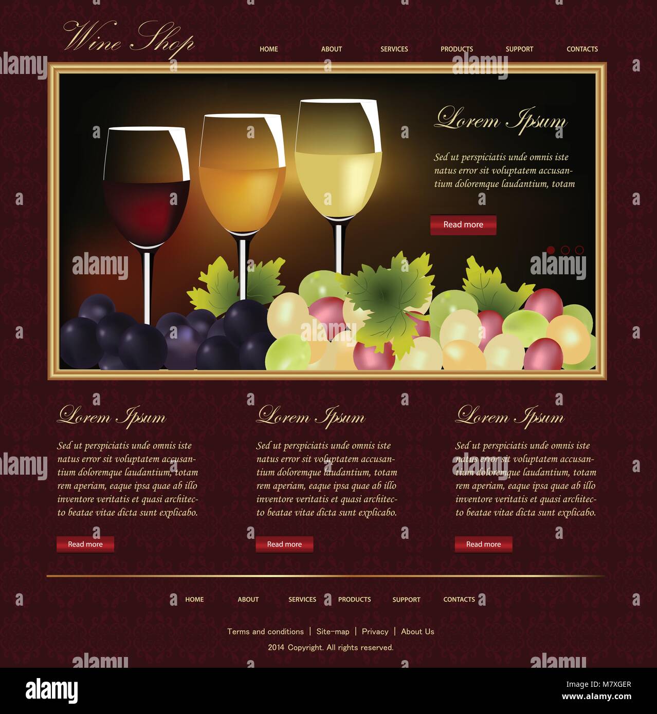 Web Design Website Vector Elements.Wine shop template design Stock ...