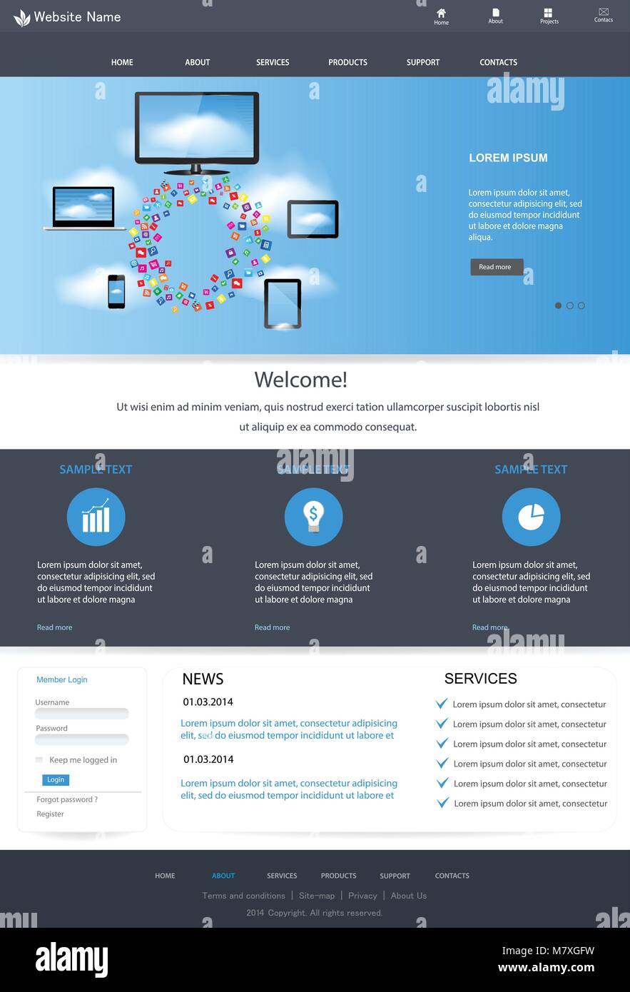 Web Design Website Vector Elements.Responsive web design concept Stock ...
