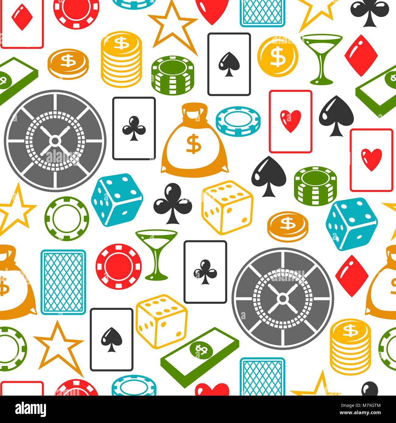 Casino gambling seamless pattern with game objects Stock Vector Image ...