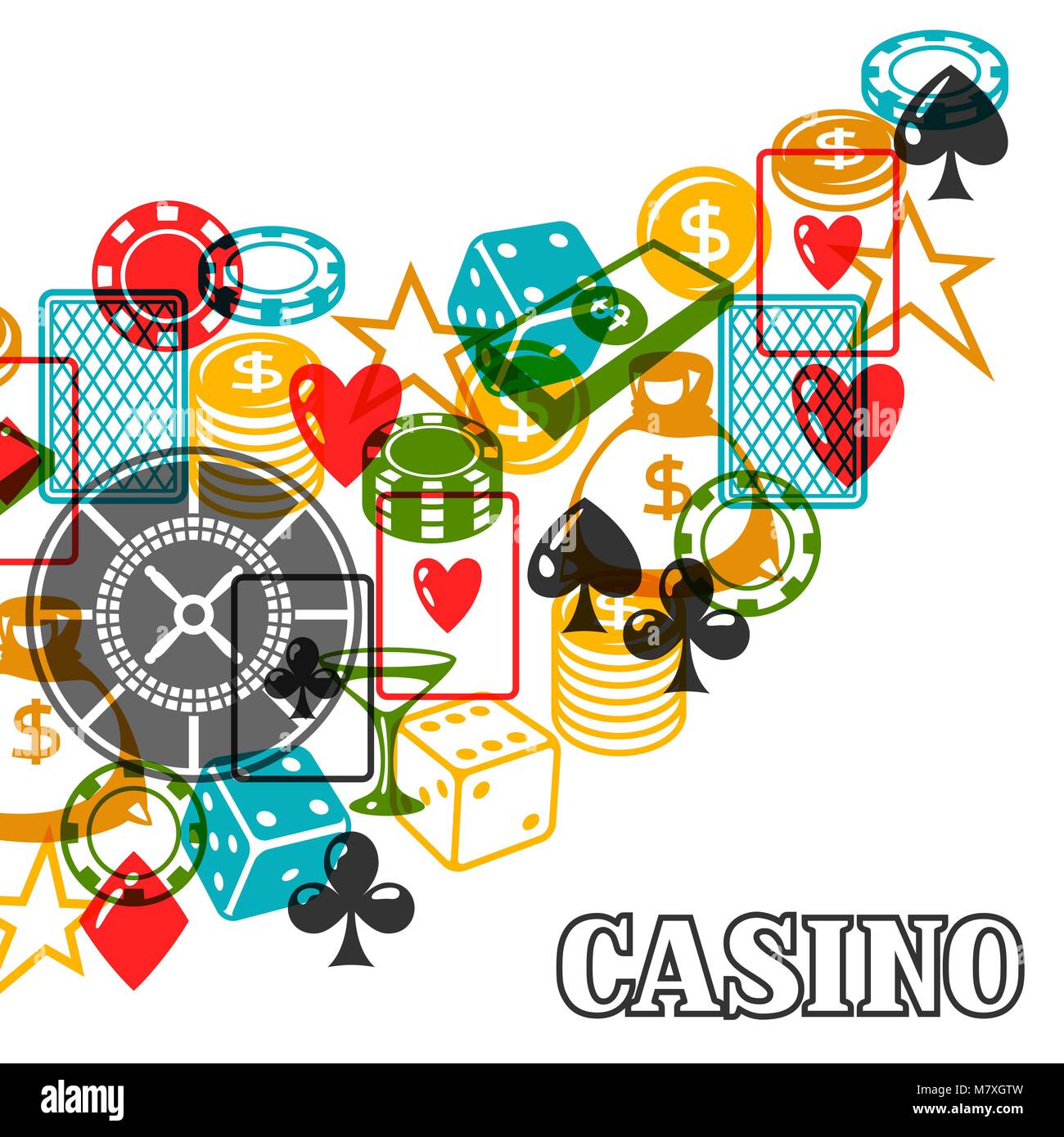 Casino gambling background design with game objects Stock Vector Image ...