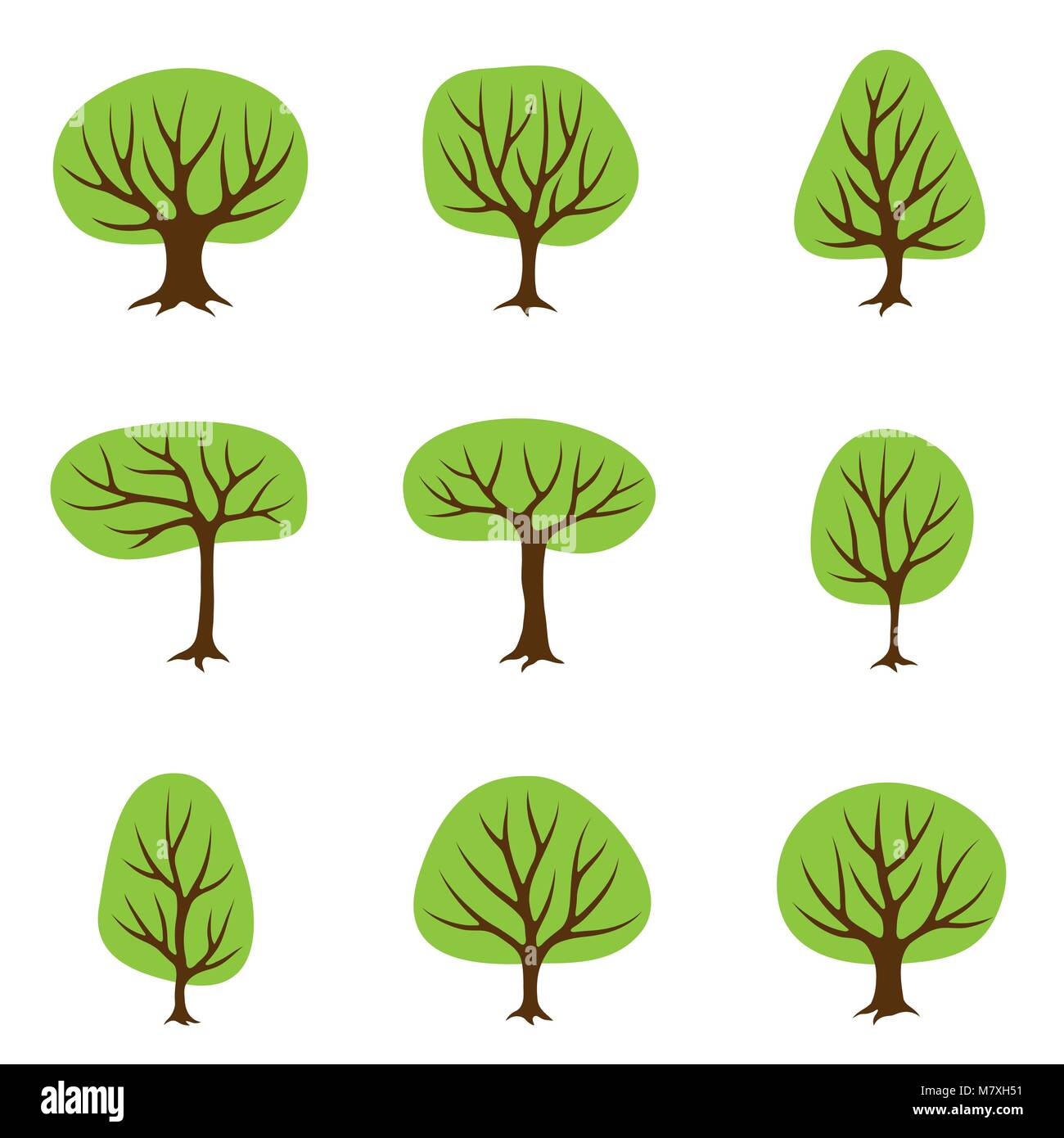 Set of abstract stylized trees. Natural illustration Stock Vector Image ...