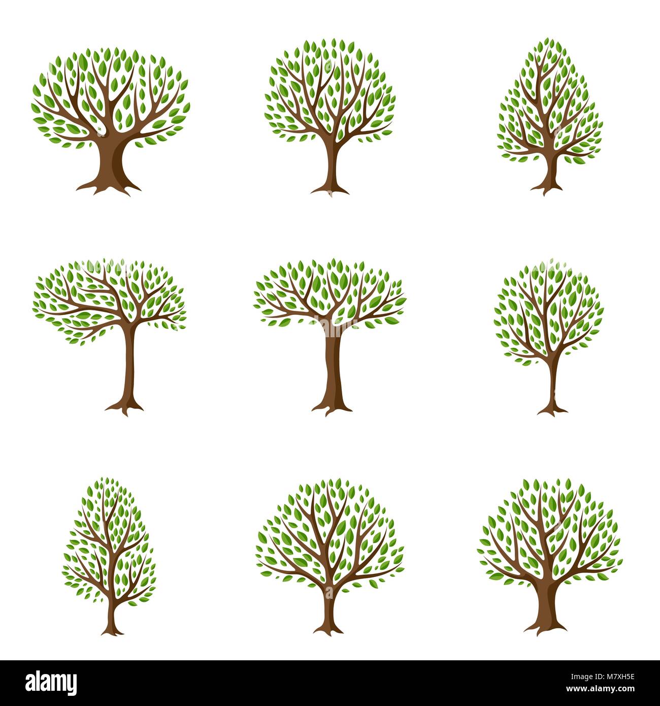 Set of abstract stylized trees. Natural illustration Stock Vector Image ...
