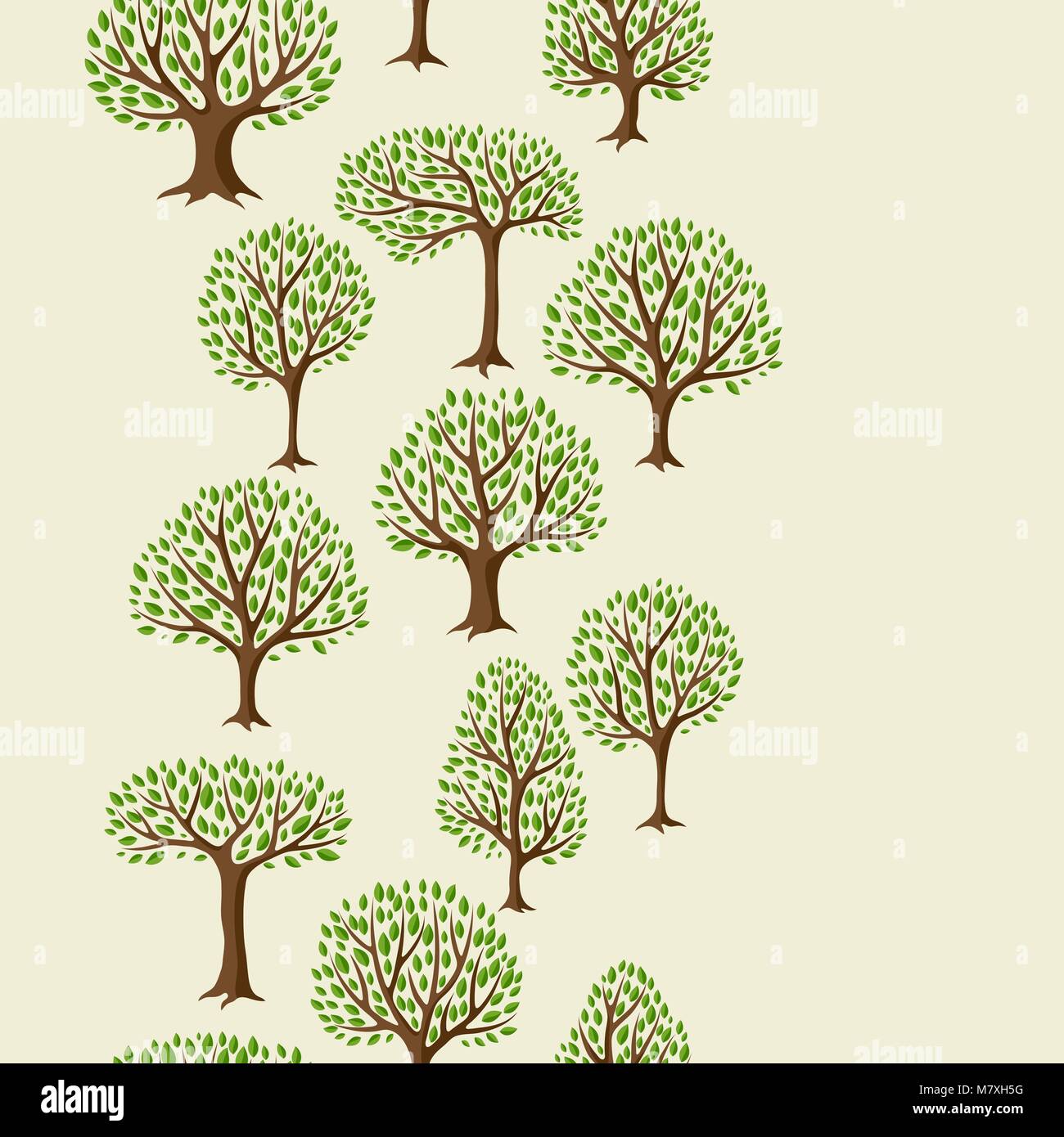 Seamless pattern with abstract stylized trees. Natural illustration ...