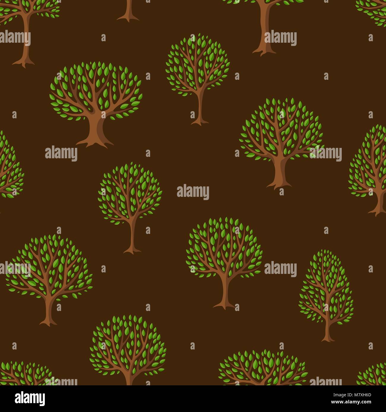 Seamless pattern with abstract stylized trees. Natural illustration ...