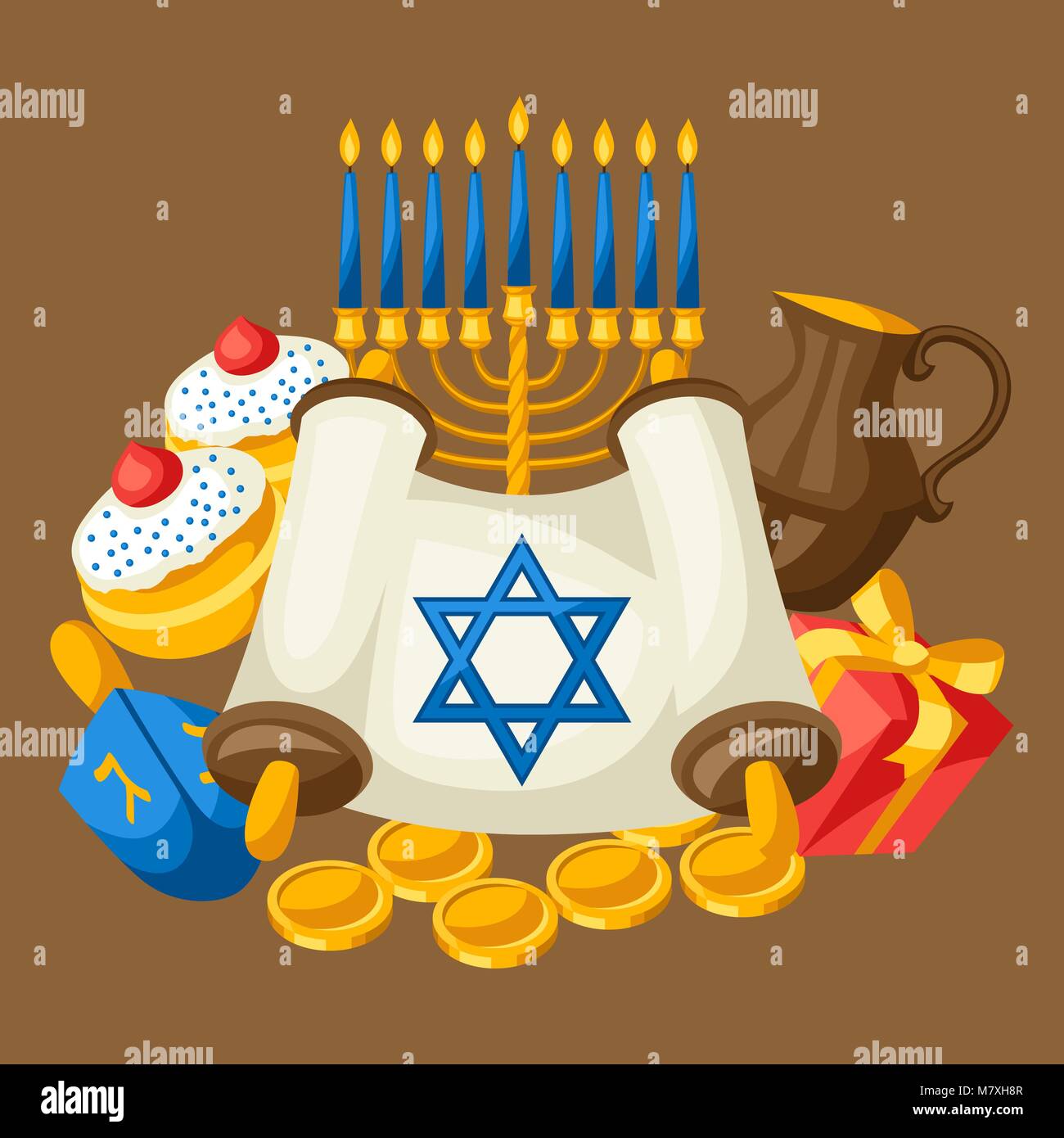 Jewish tradition hanukkah celebration Stock Vector Images - Alamy