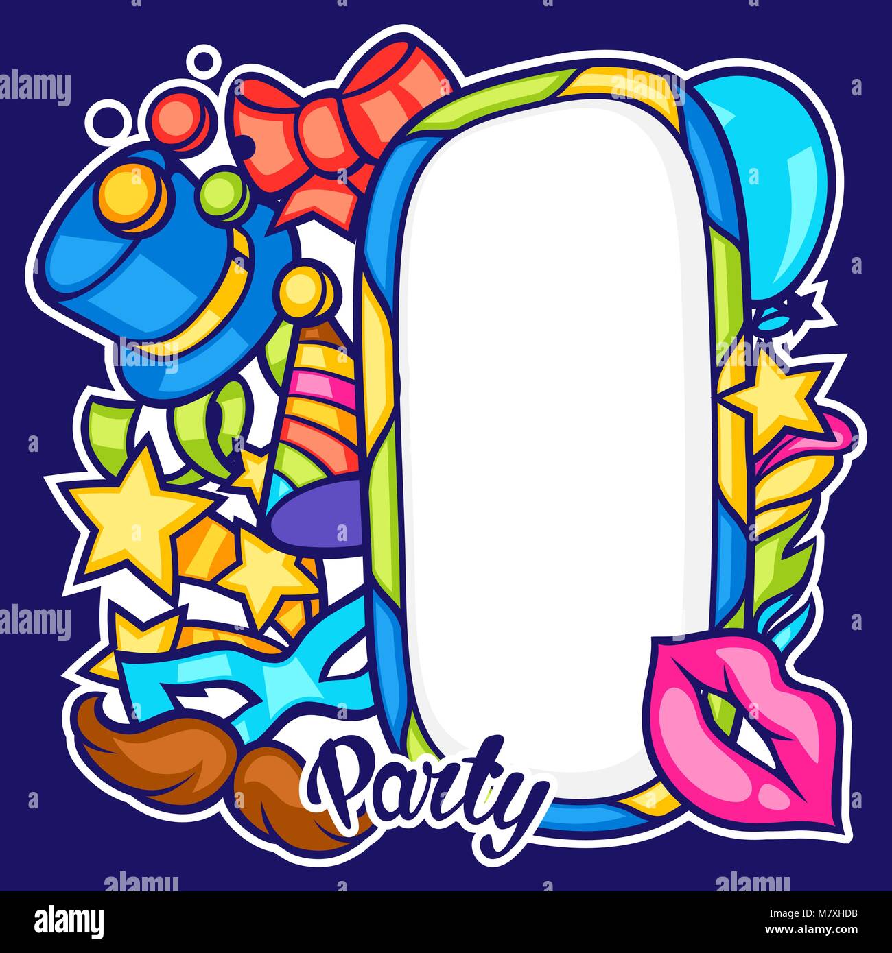 Celebration party frame with carnival icons and objects Stock Vector ...