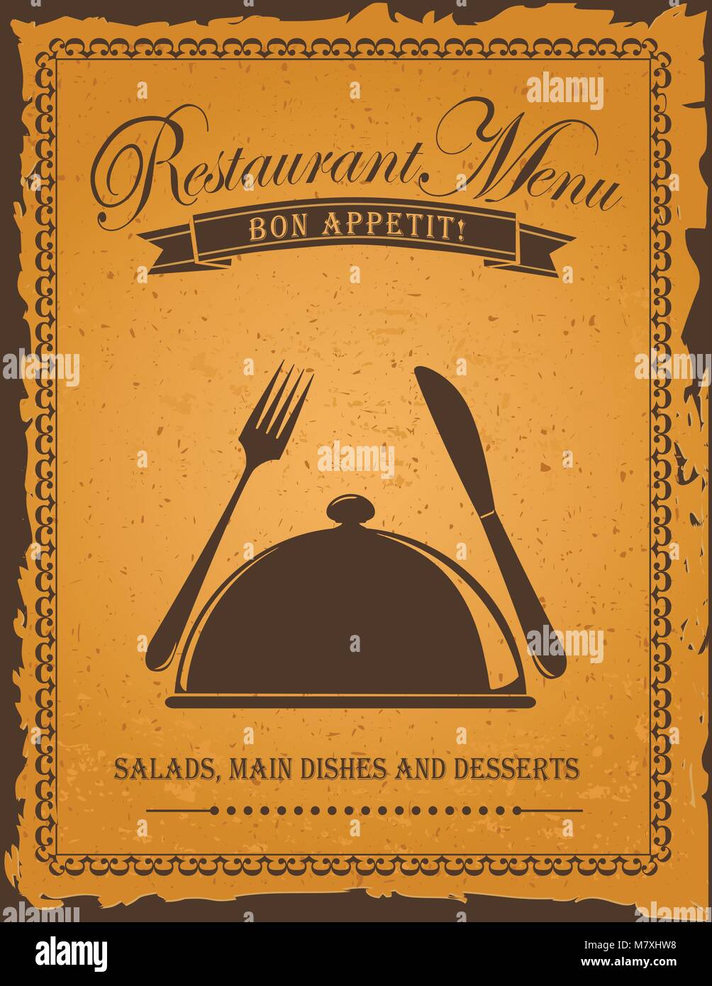 Vintage template for restaurant menu, book covers or posters Stock ...