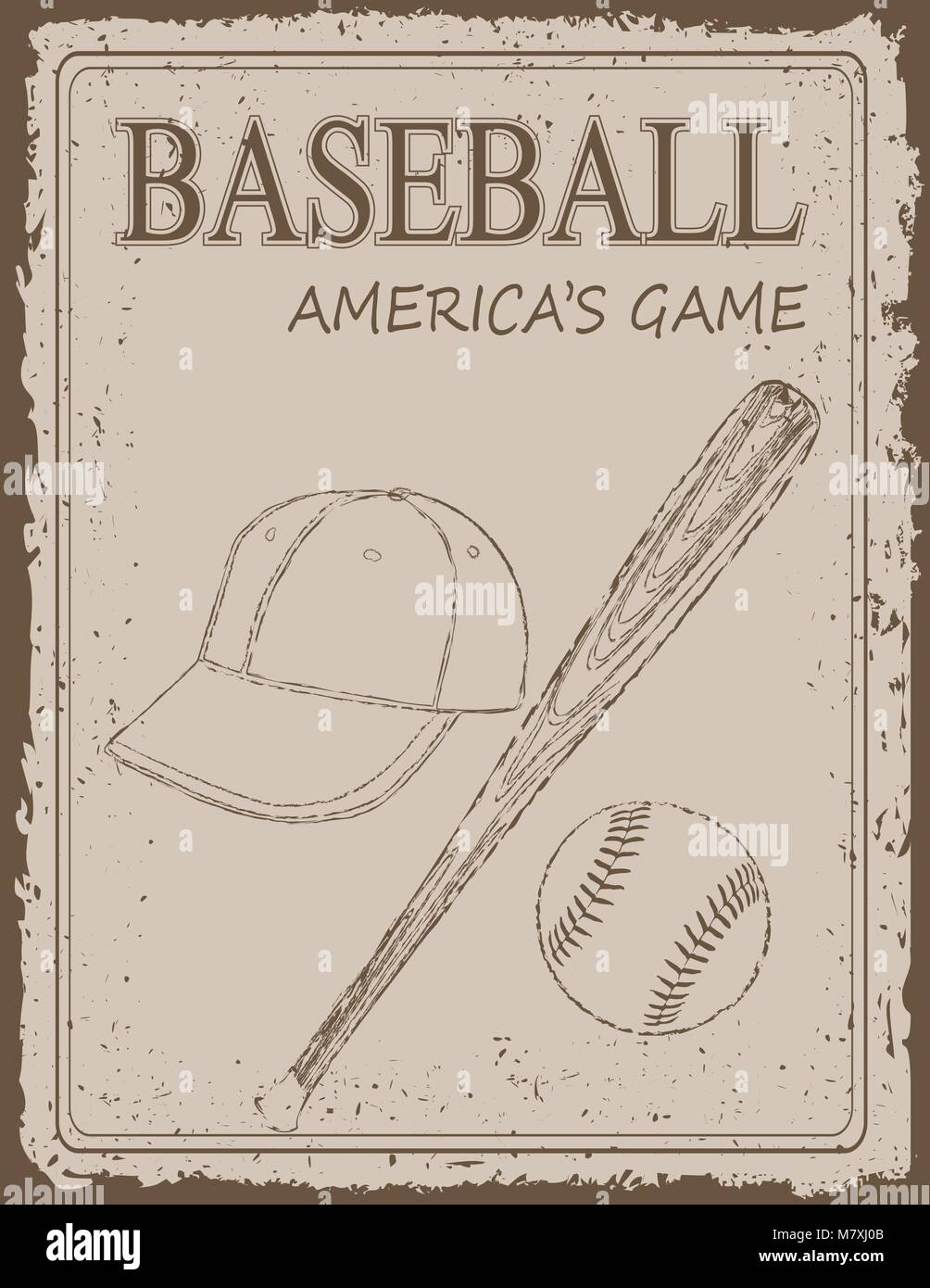 Vintage baseball poster on old paper background Stock Vector Image ...