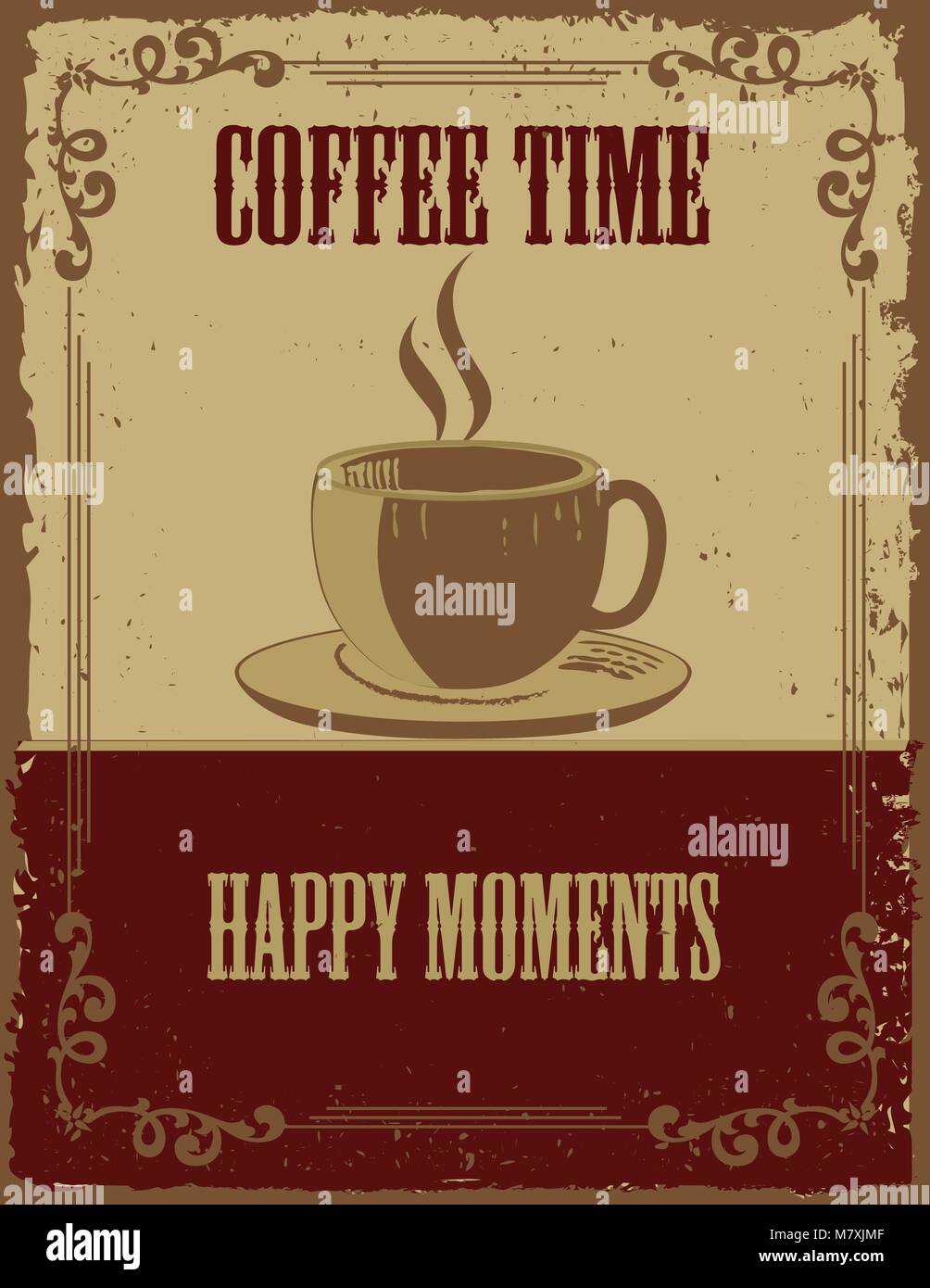 Retro-Vintage Coffee Poster with coffee cup Stock Vector Image & Art ...