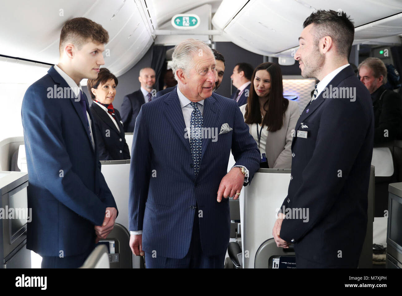The Prince of Wales speaks British Airways staff onboard a BA aircraft ...