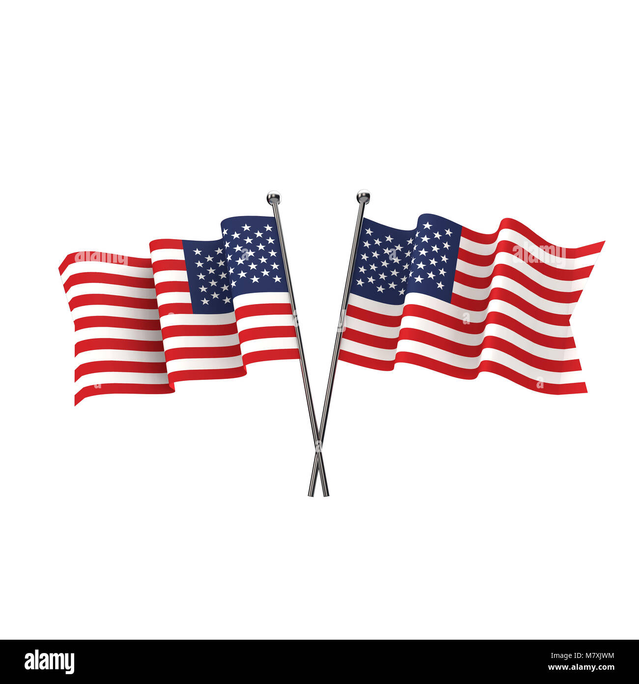American crossed isolated on a white background. 3D Rendering Stock ...