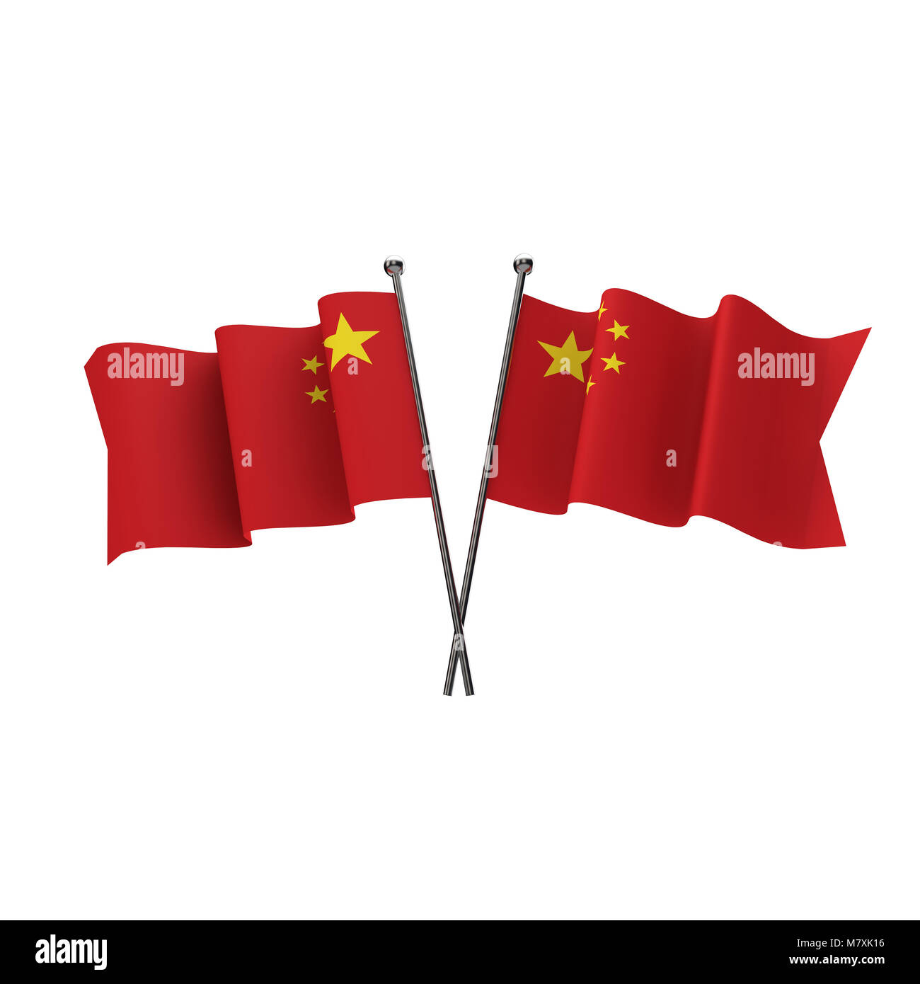 China flags crossed isolated on a white background. 3D Rendering Stock ...