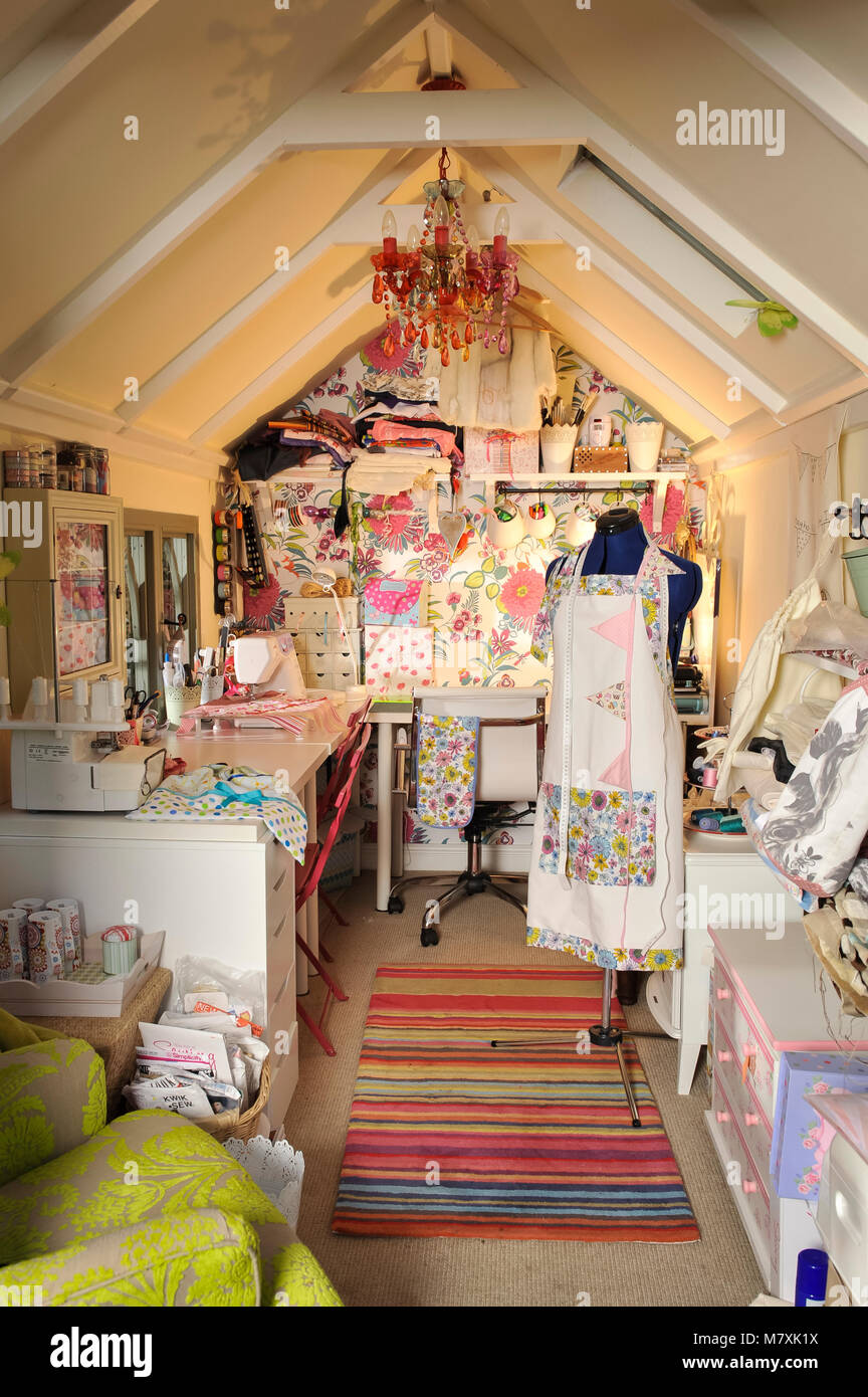 Manjit Sidhu pictured with her she-shed where she takes time out to sew ...