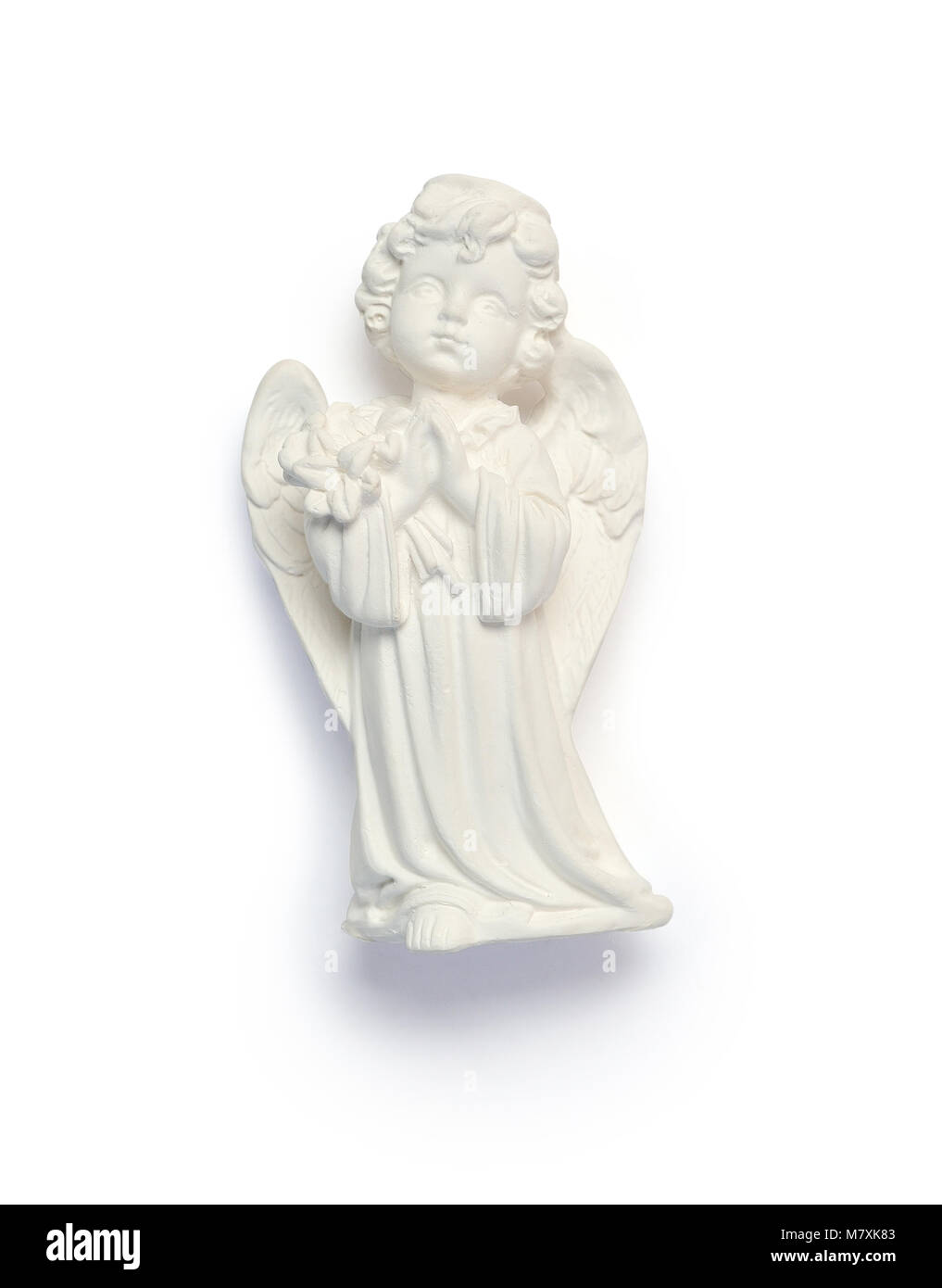 Small plaster angel. Symbol of Easter isolated clipping mask on white ...
