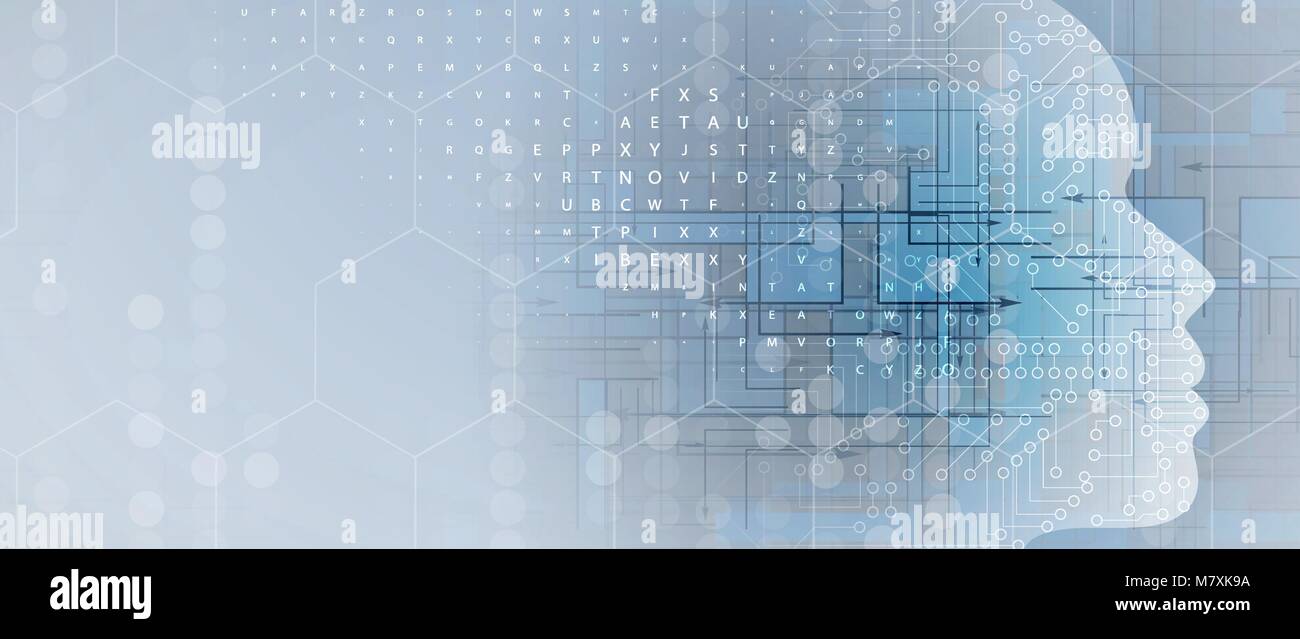 Abstract Artificial intelligence. Technology web background. Virtual ...