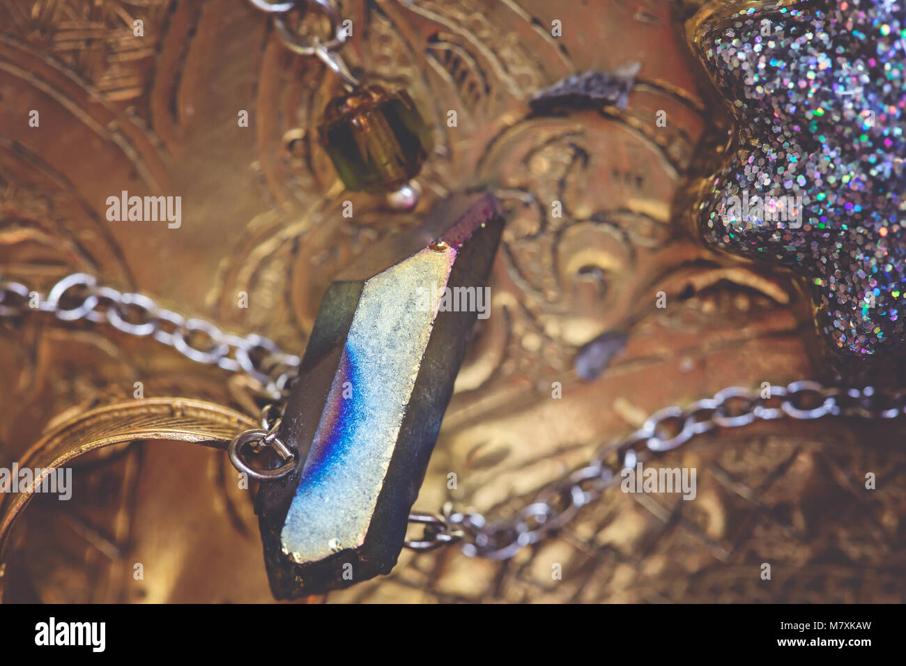 Natural stone necklace detail Stock Photo - Alamy