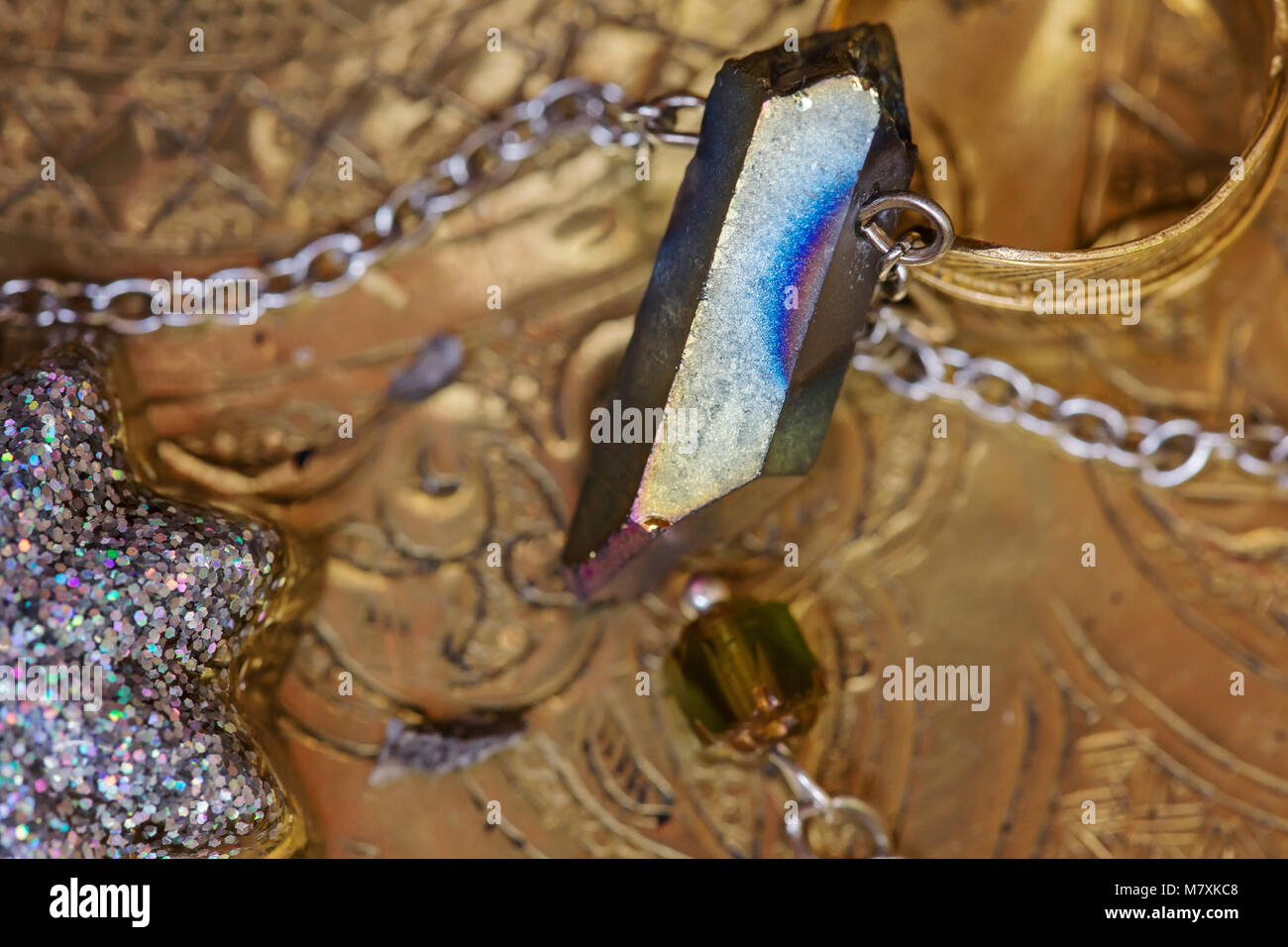 Natural stone necklace detail Stock Photo - Alamy