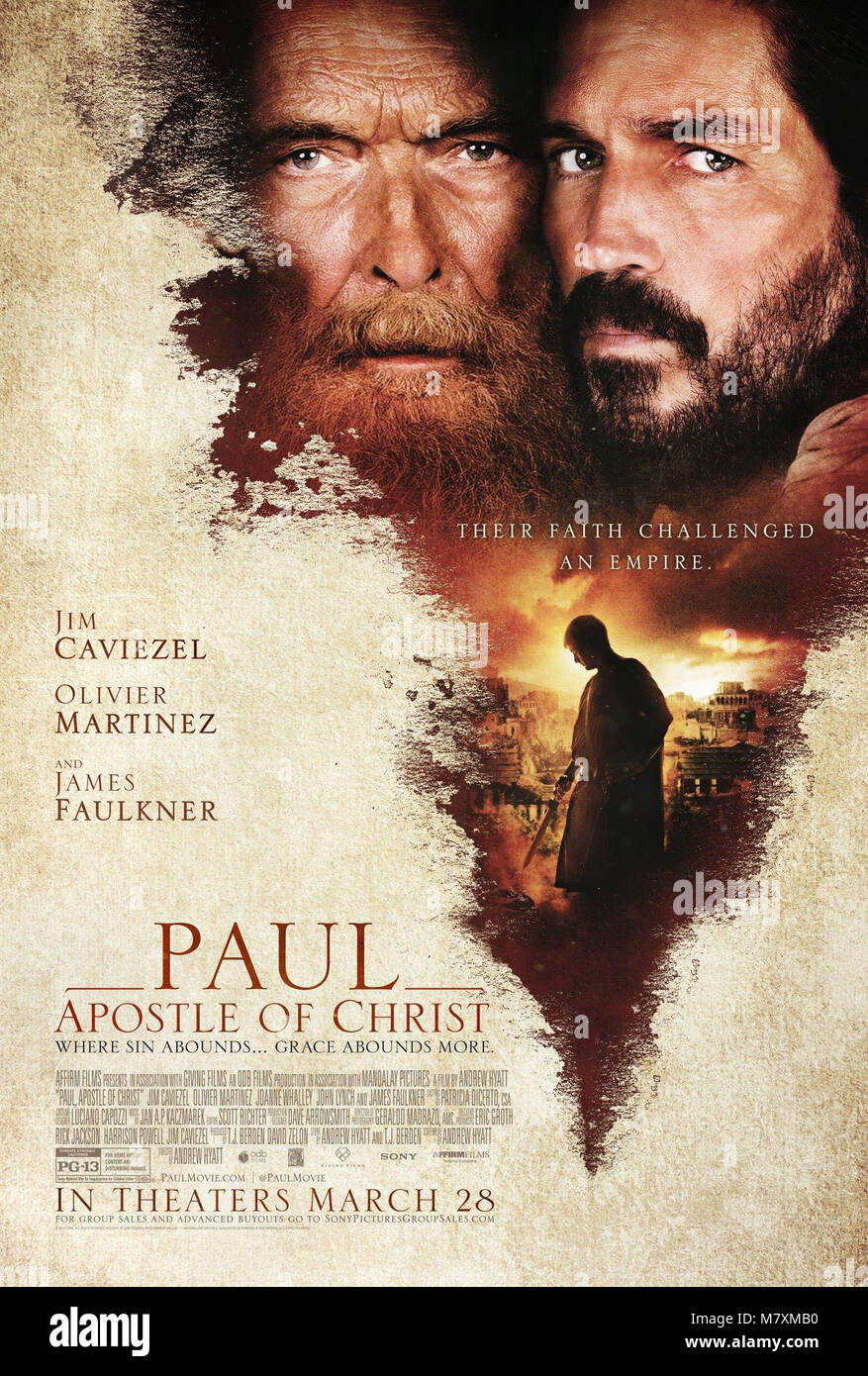 PAUL, APOSTLE OF CHRIST, US poster, from left: James Faulkner as Paul ...
