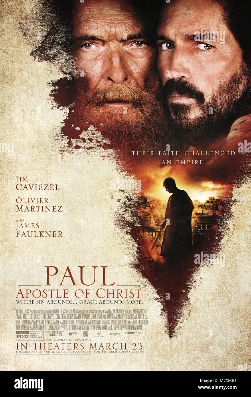 PAUL, APOSTLE OF CHRIST, US poster, from left: James Faulkner as Paul ...