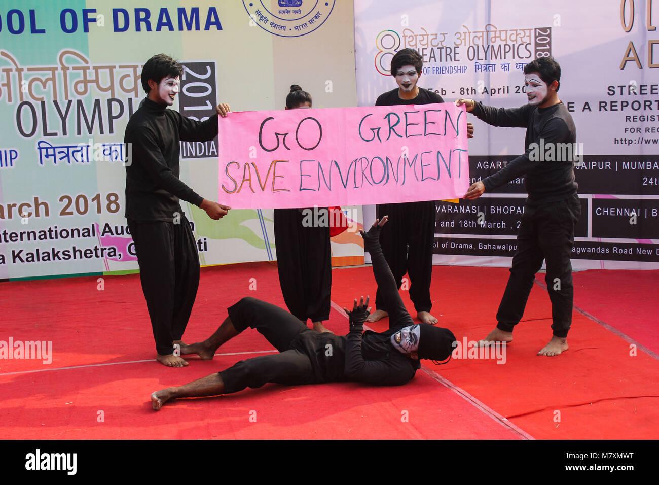 Mime artists performing mime drama on save environment during 8th ...