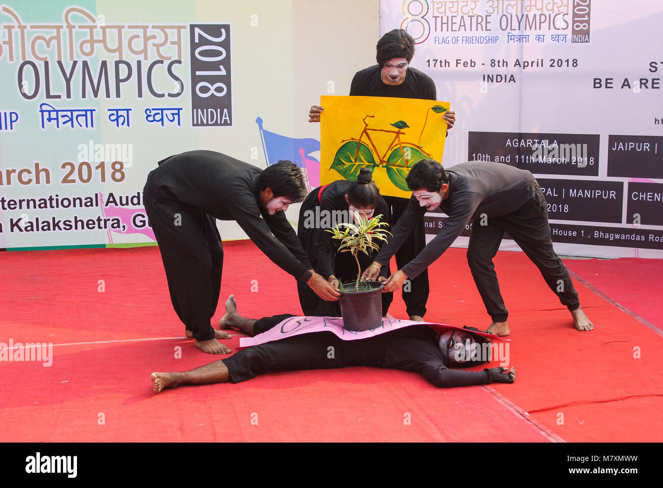 Mime artists performing mime drama on save environment during 8th ...