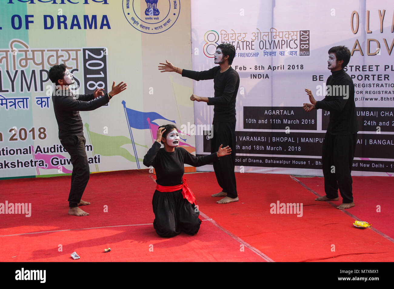 Mime artists performing mime drama on save environment during 8th ...