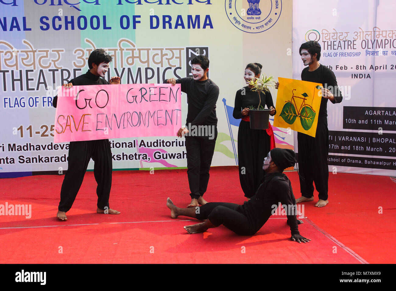 Mime artists performing mime drama on save environment during 8th ...