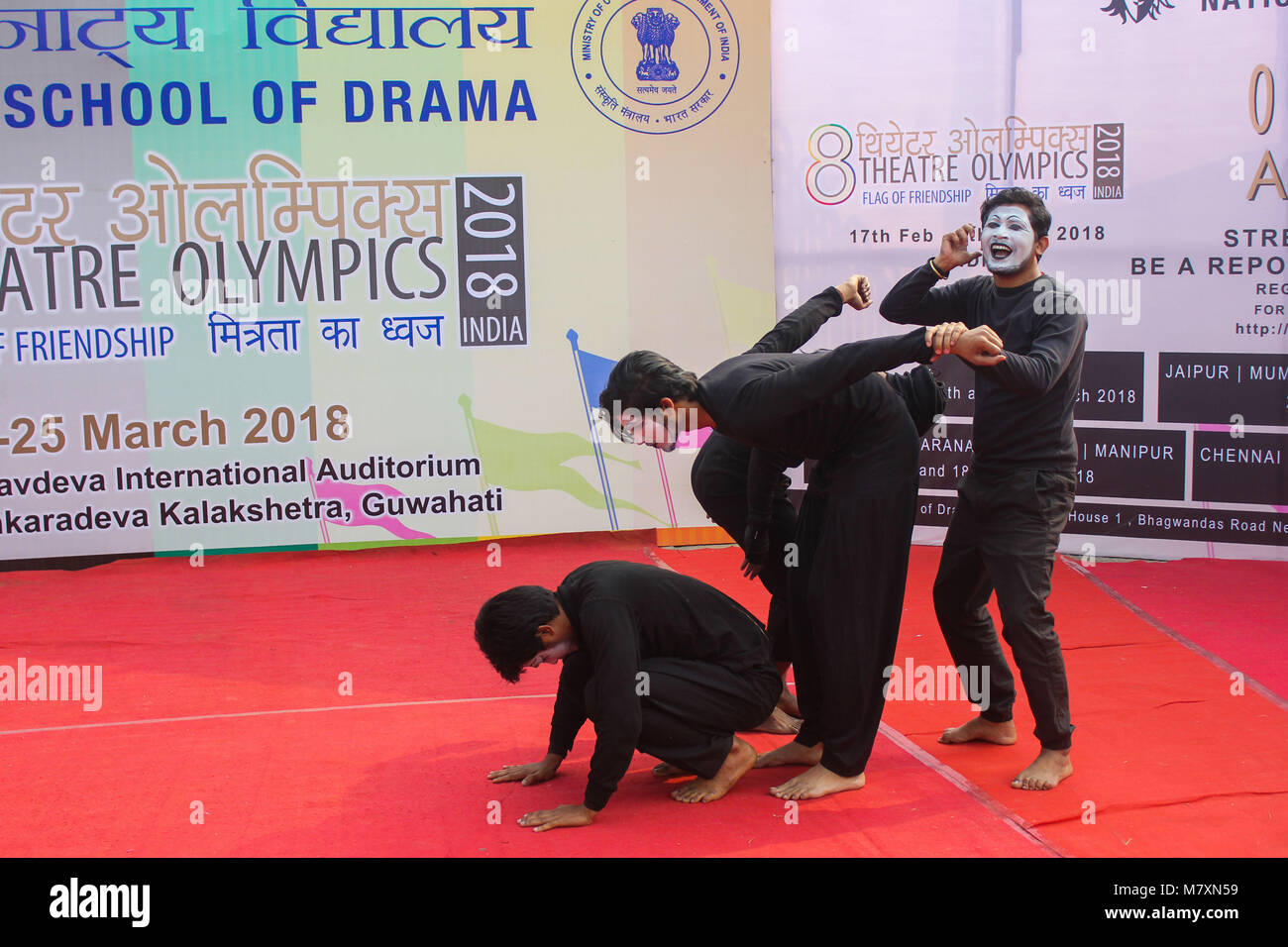 Mime artists performing mime drama on save environment during 8th ...