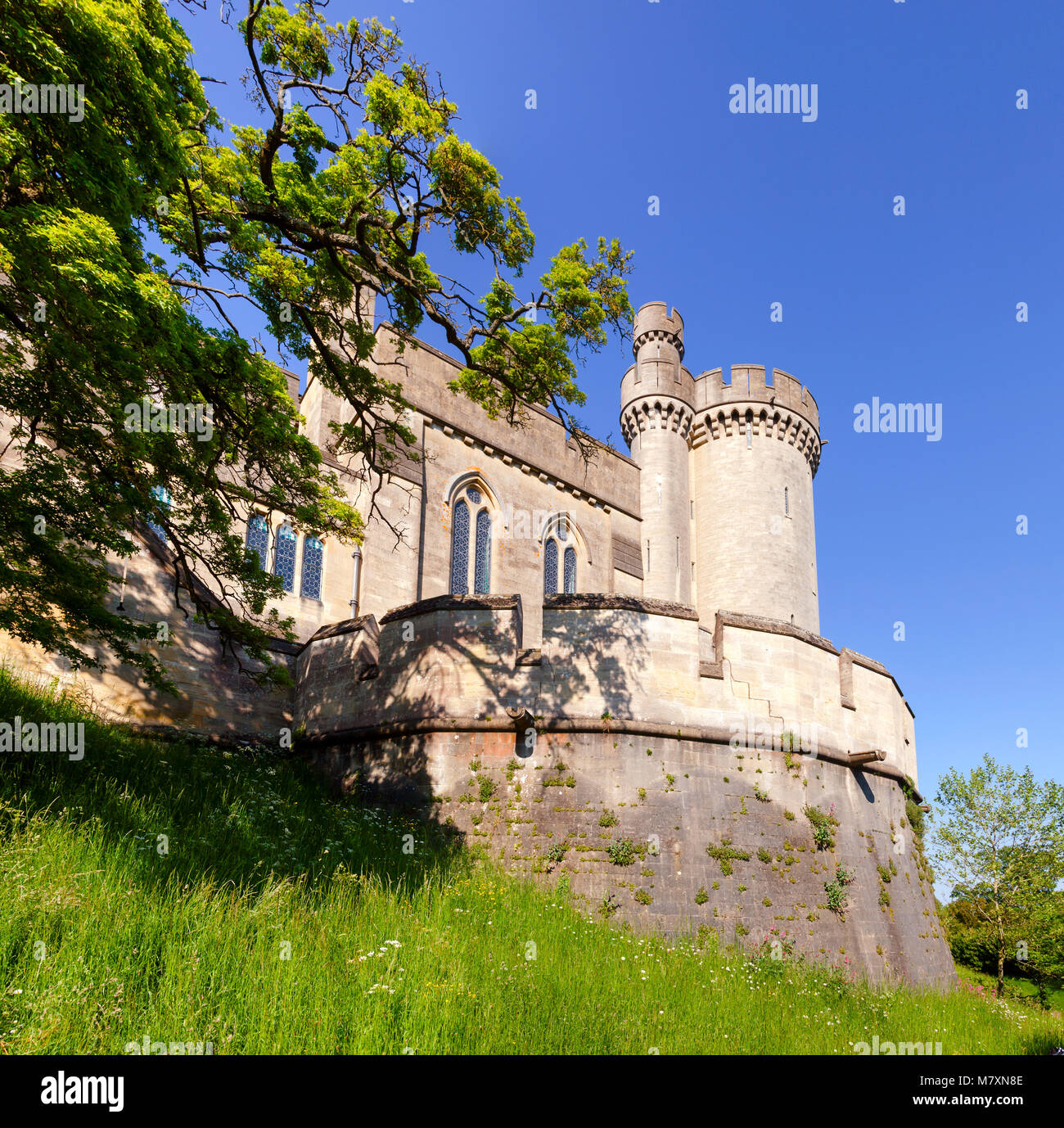 Restored and remodelled medieval motte-and-bailey castle in Arundel ...