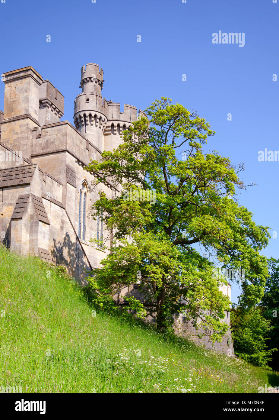 Restored and remodelled medieval motte-and-bailey castle in Arundel ...