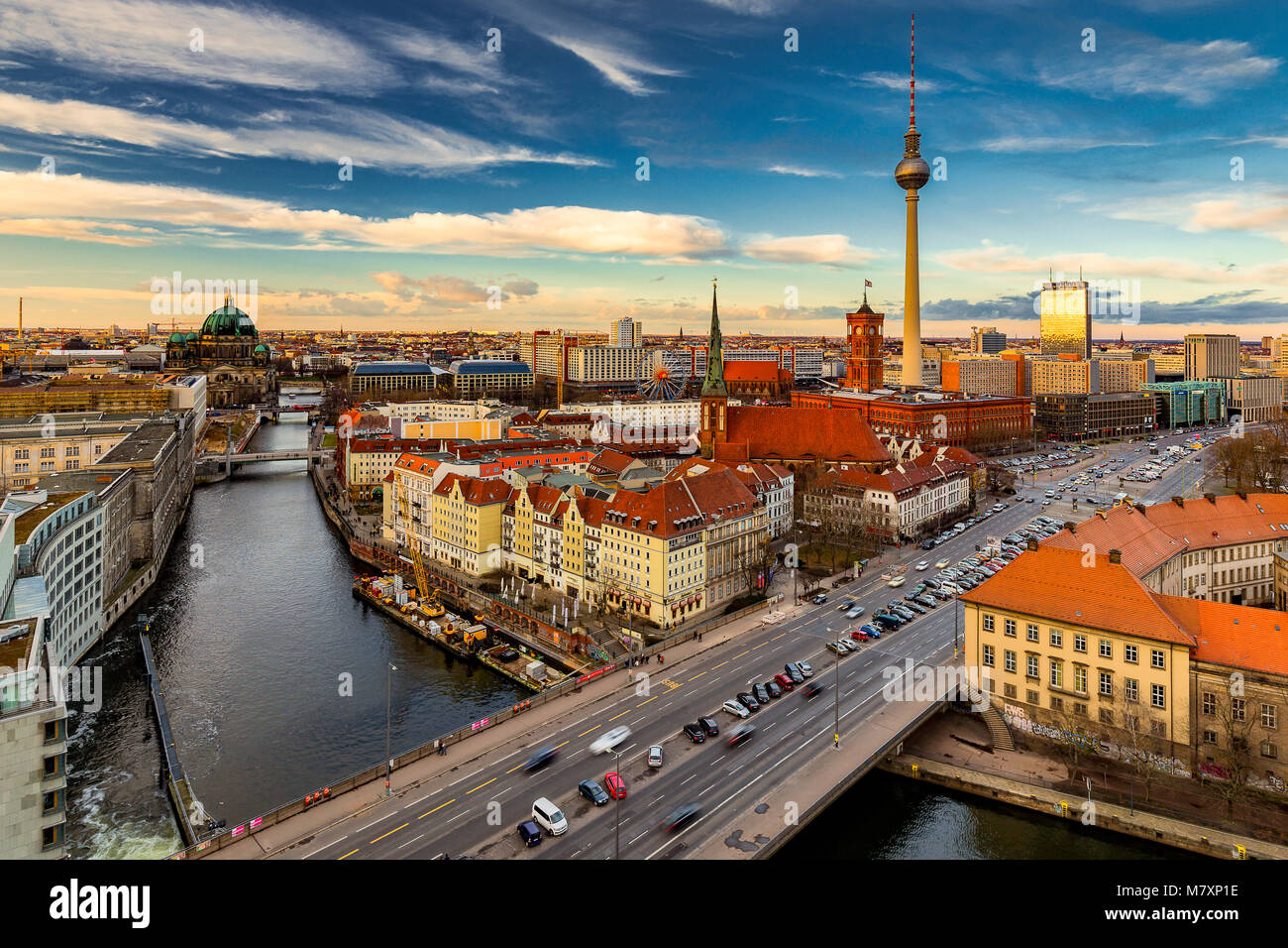 View to berlin centre with television tower hi-res stock photography ...