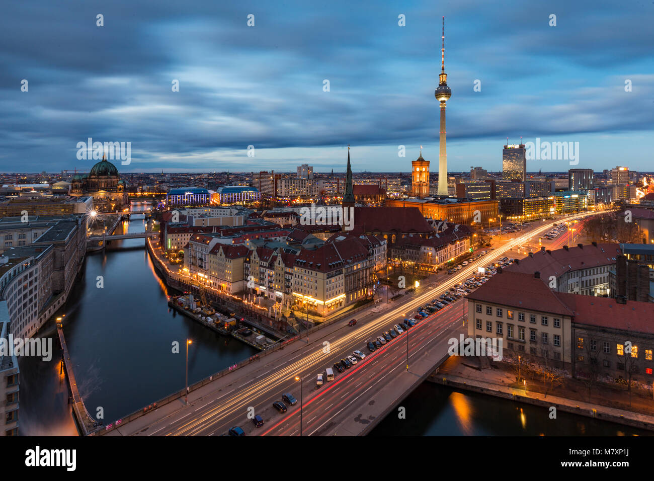 View to berlin centre with television tower hi-res stock photography ...