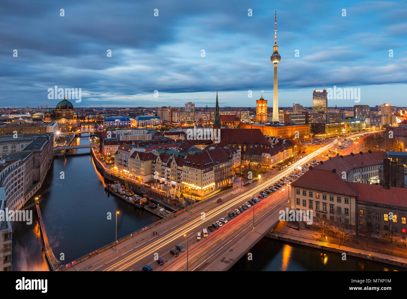 Aerial view of fernsehturm berlin and alexanderplatz hi-res stock photography and images - Alamy