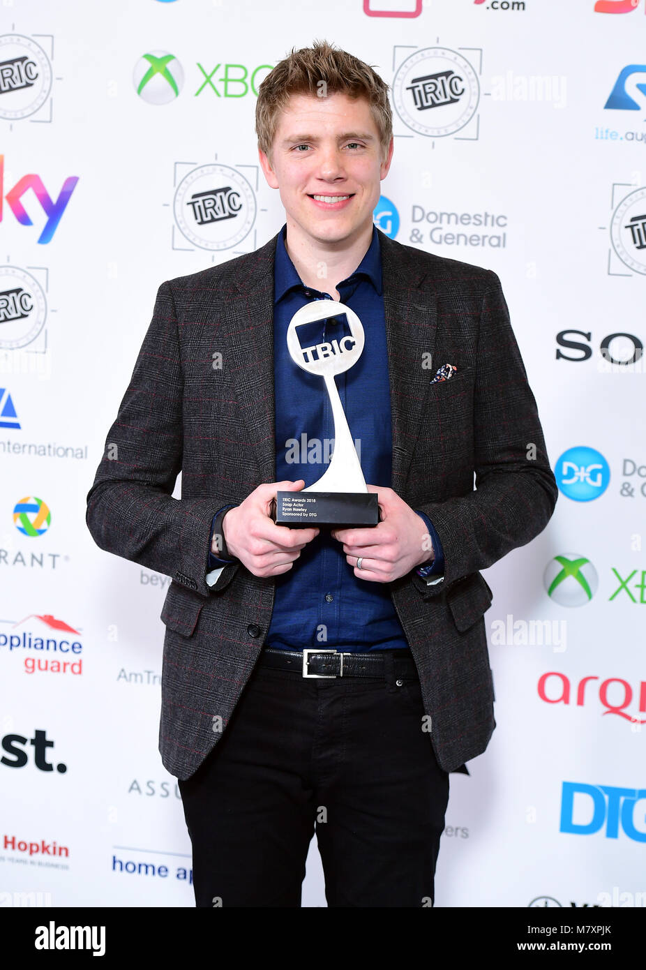 Ryan Hawley with the award for Soap Actor Sponsored by DTG for his role ...