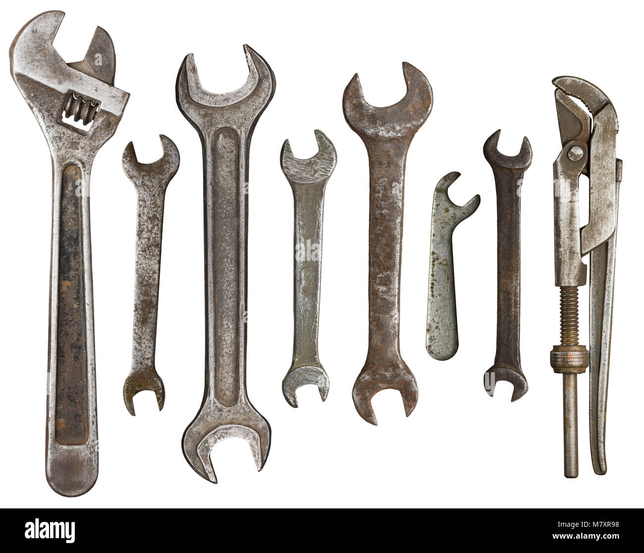 Old rusty wrenches, spanners set isolated on white Stock Photo - Alamy