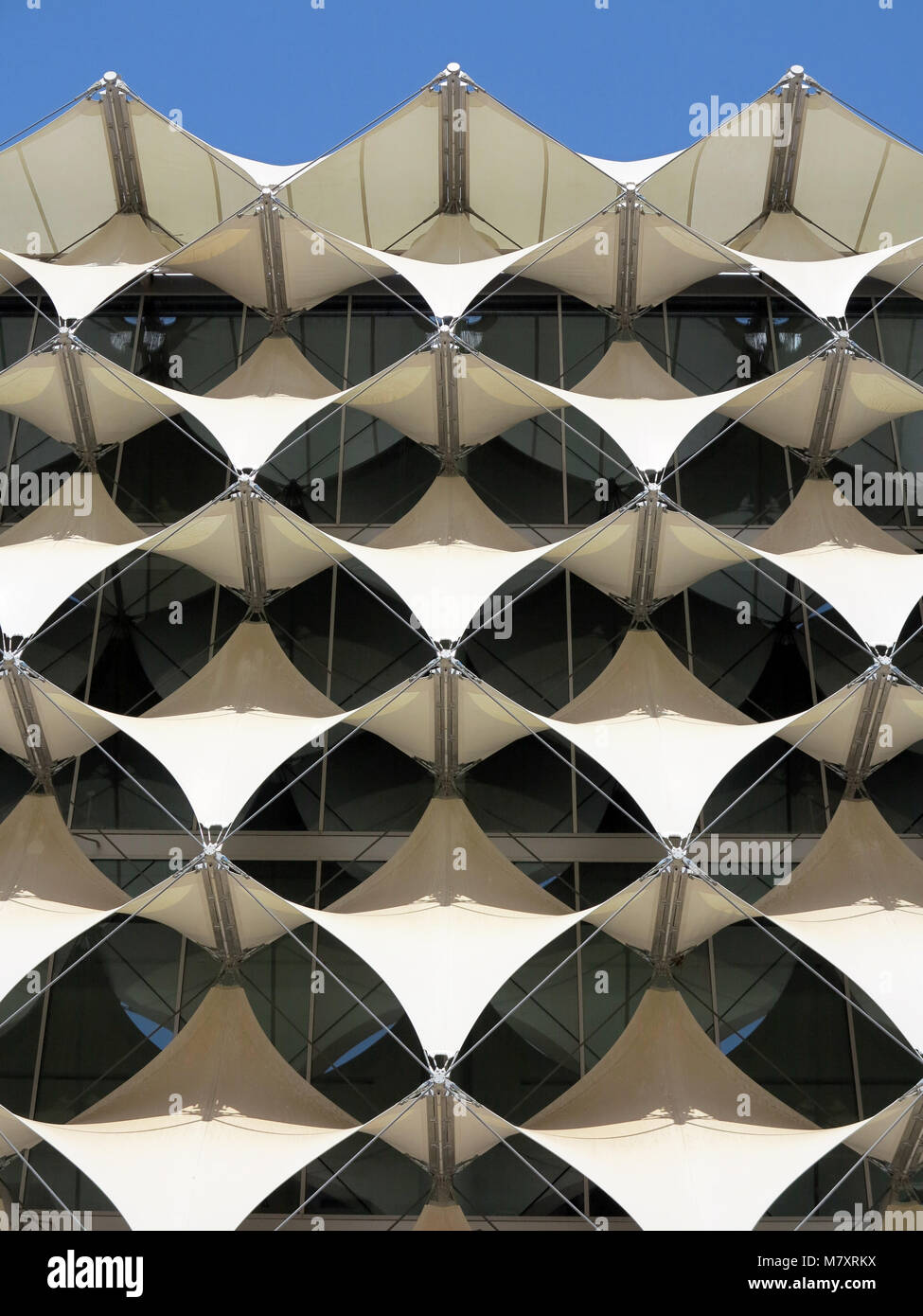 Facade with textile sunshading on the King Fahad National Library in ...