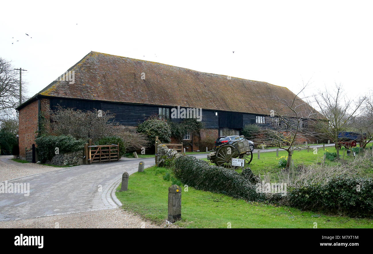 A view of Cooling Castle Barn, a wedding venue next to the home of ...