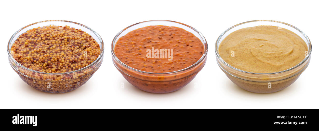 Set of various mustard isolated on white background with clipping path ...