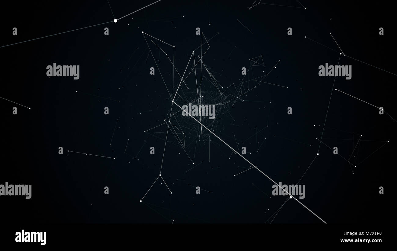 fly during network connections between nodes - dots, illustration ...