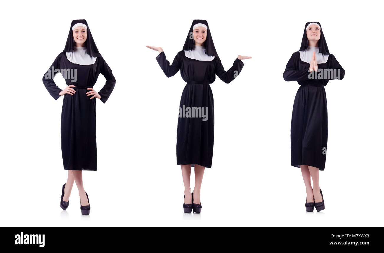Nun isolated on the white background Stock Photo - Alamy
