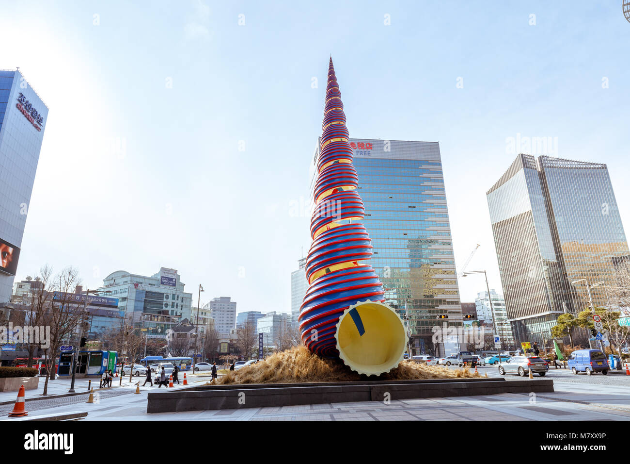 Seoul, South Korea - March 6, 2018 : Shell pagoda monument near ...