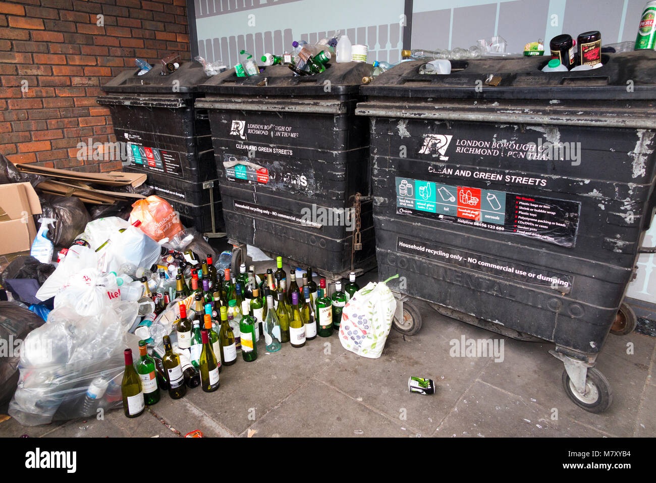 Overflowing bottle banks hi-res stock photography and images - Alamy