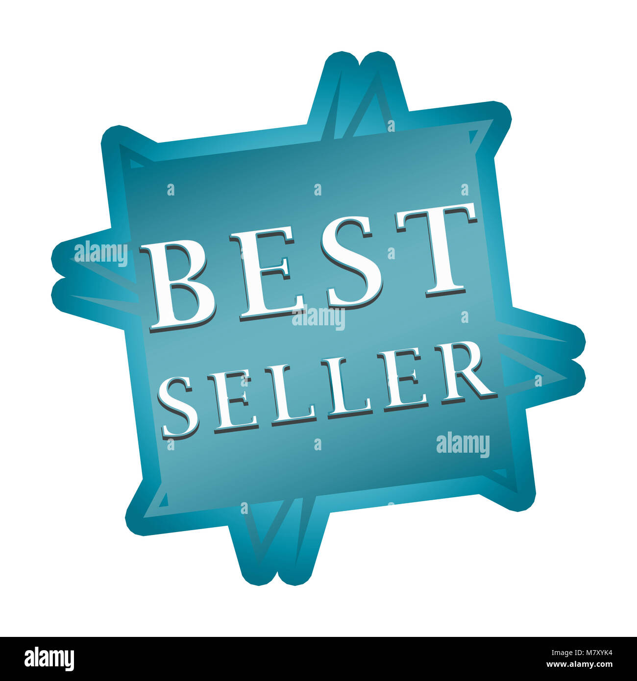 Cyan label best seller on a white background Stock Photo - Alamy
