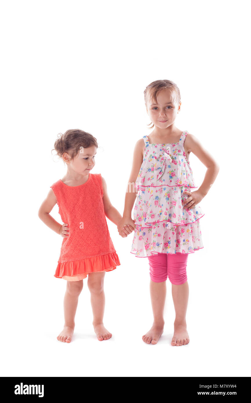 Two girls isolated Stock Photo - Alamy